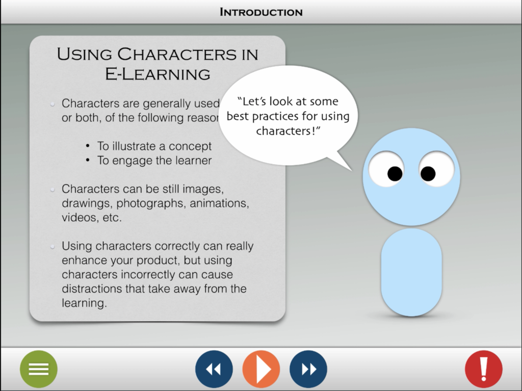 Using characters in elearning